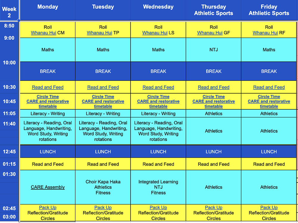 Week 2 Timetable