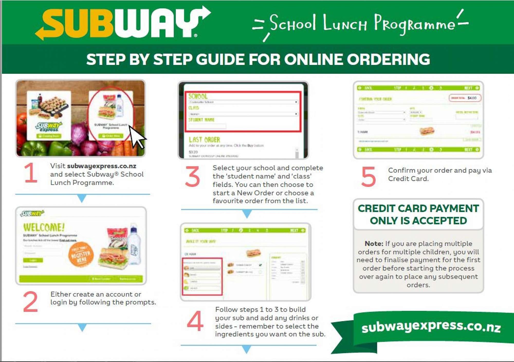 Subway Lunches - start Friday 14 Feb