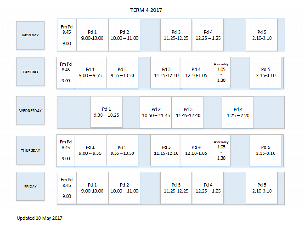 Term 4 Timetable