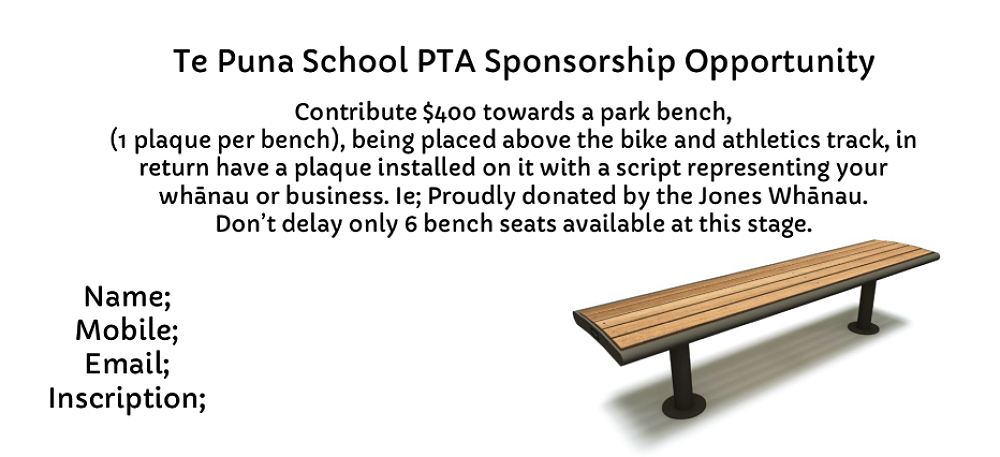 Te Puna School PTA Sponsorship Opportunity — Mini -Newsletter, Term 1 ...