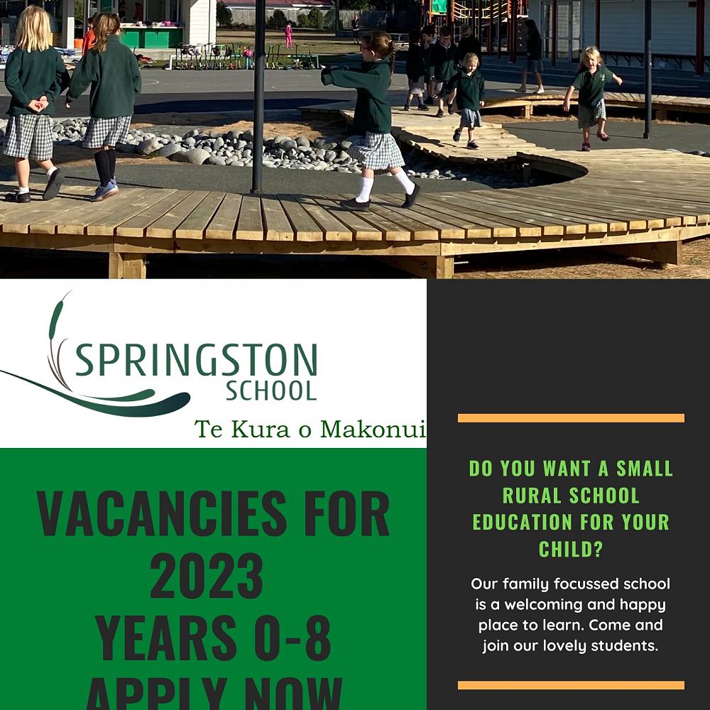 Springston School, Te Kura o Makonui, is open for Enrolments