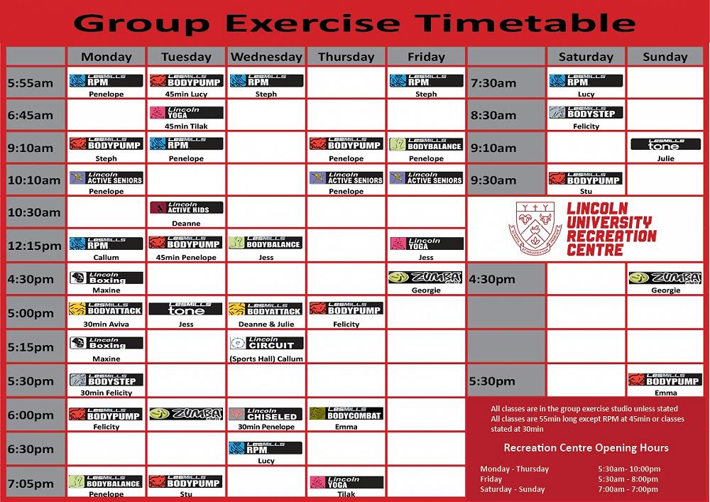 Group Exercise Timetable - June 2019