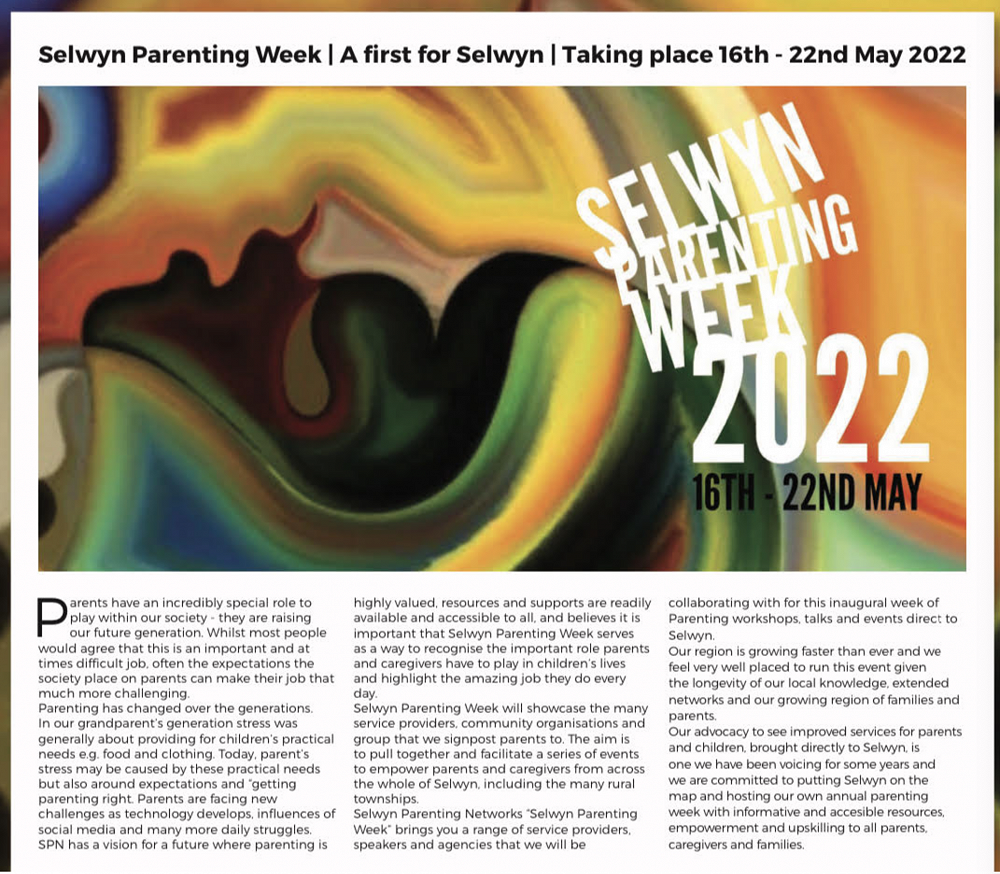 Selwyn Parenting Week 2022 - Exciting news for parents….