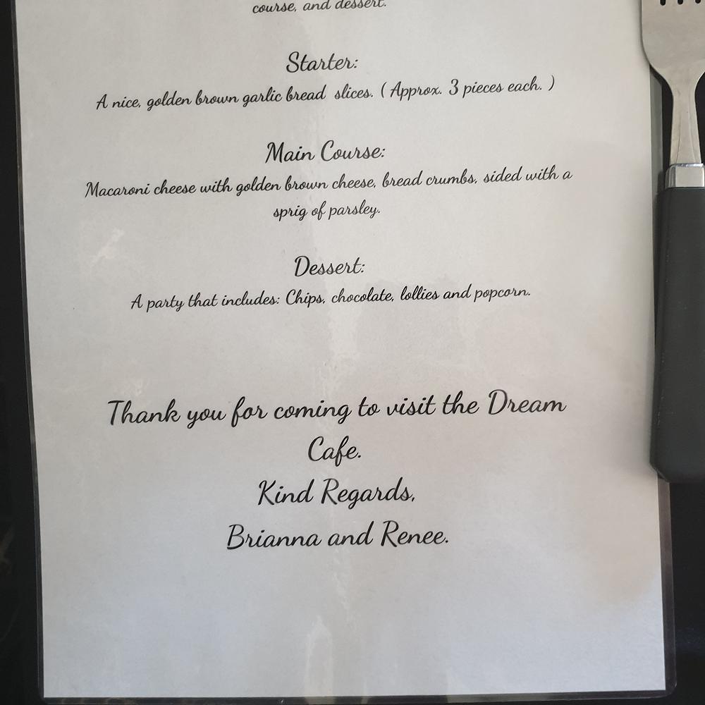 Fine Dining at the Dream Cafe