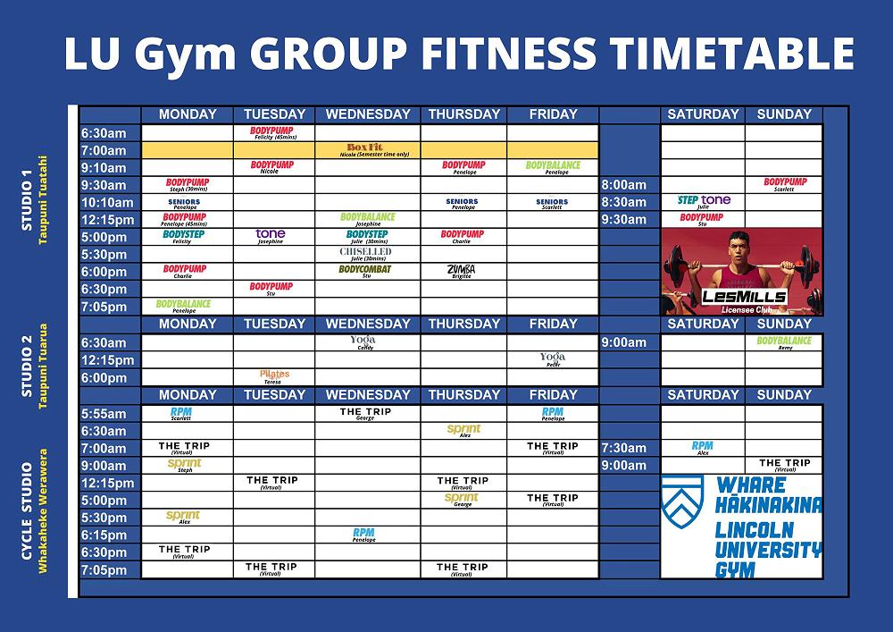 GROUP FITNESS TIMETABLE