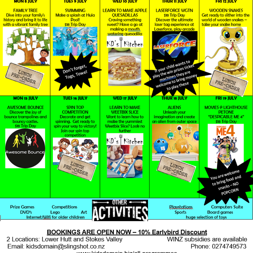 KidsDomain July 2024 School Holiday Programme — Newsletter Week 7, Term 2 2024