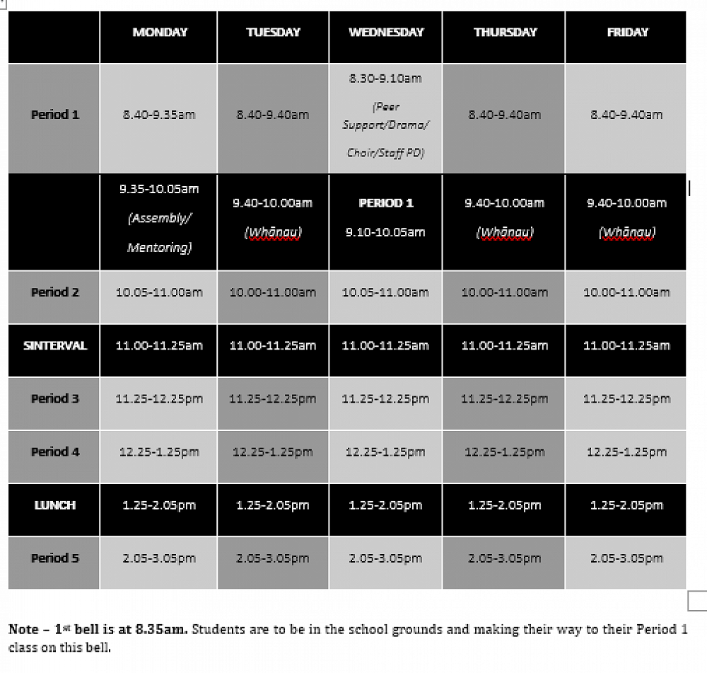 TIMETABLE