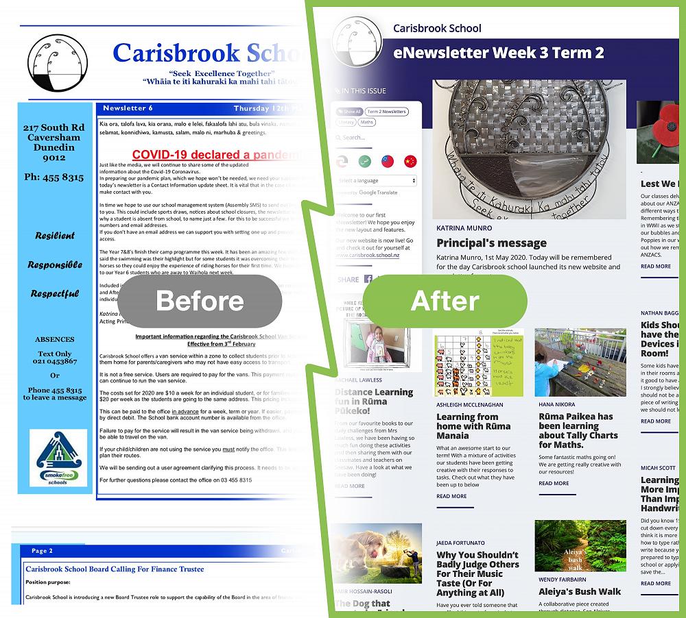 Carisbrook School: Before and After