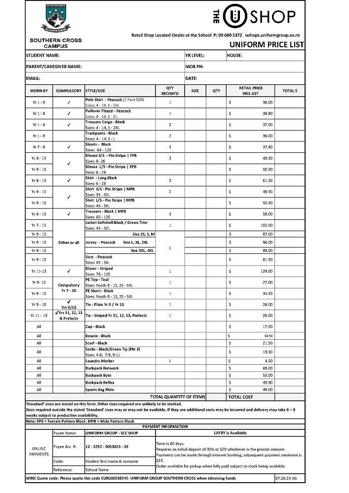 2024 Term 1 School Start Up Information Years 1-13