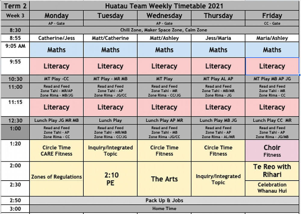 Week 3 Term 2 Timetable
