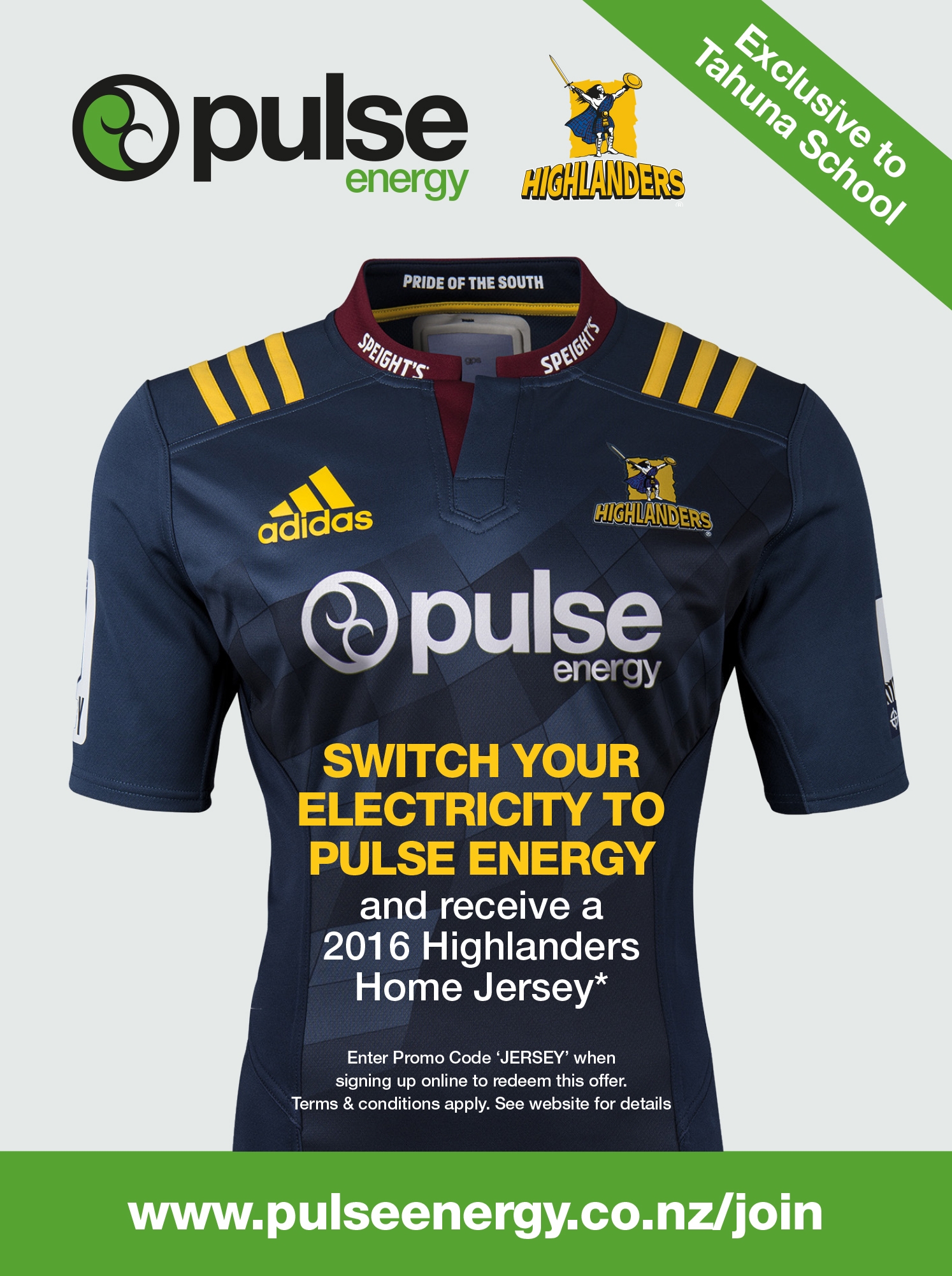 Pulse Energy Highlanders Jersey offer | Tahuna Normal Intermediate