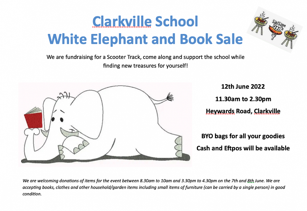 Clarkville School White Elephant & Book Sale: June 12th — Woodend ...