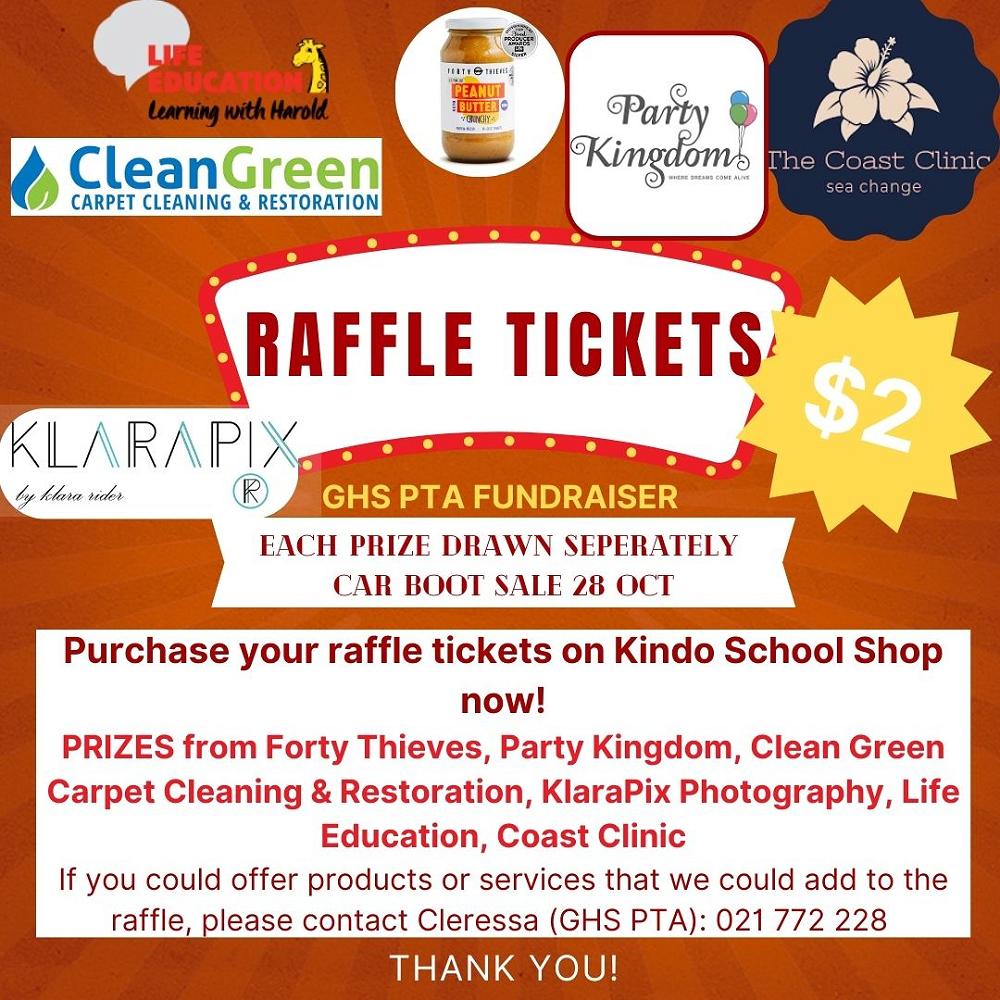 RAFFLE TICKETS AVAILABLE TO PURCHASE NOW...