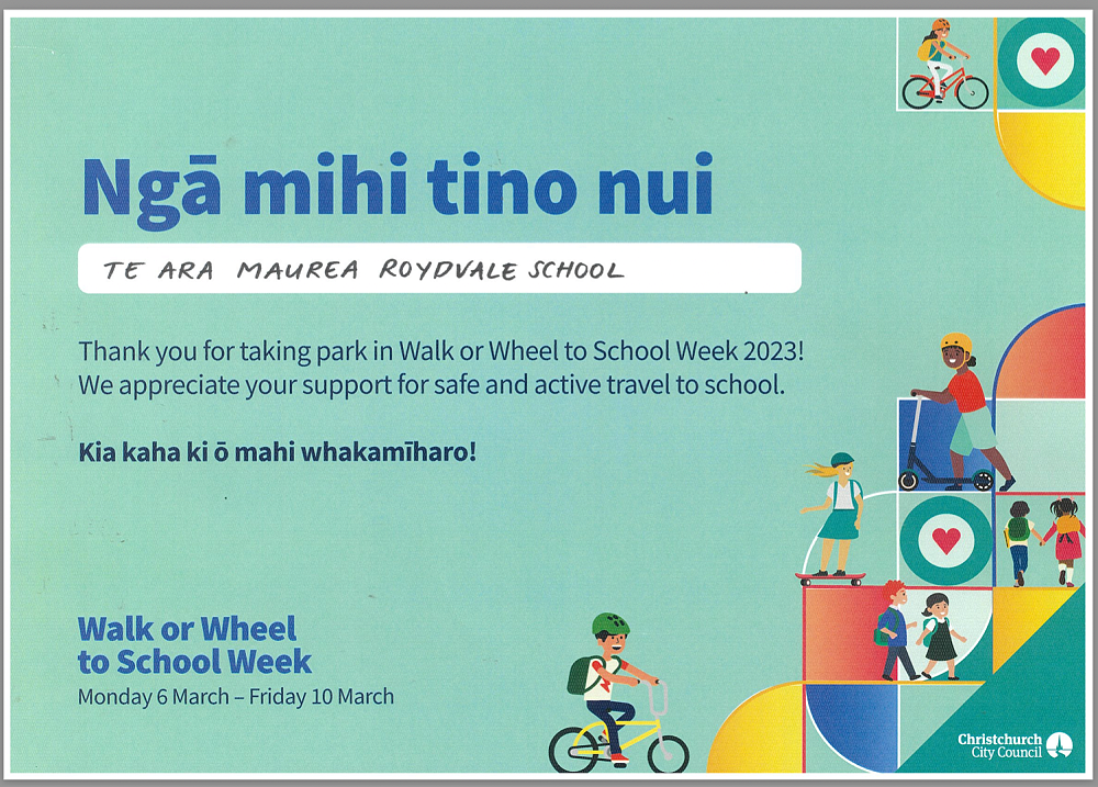 Thanks for taking part in our Walk and Wheel to School week.
