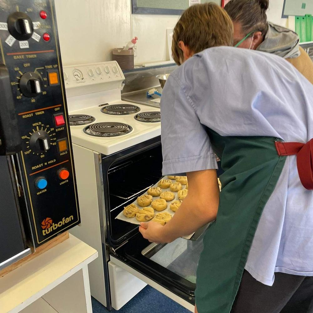 Year 9 Food Technology students making choc chip cookies!