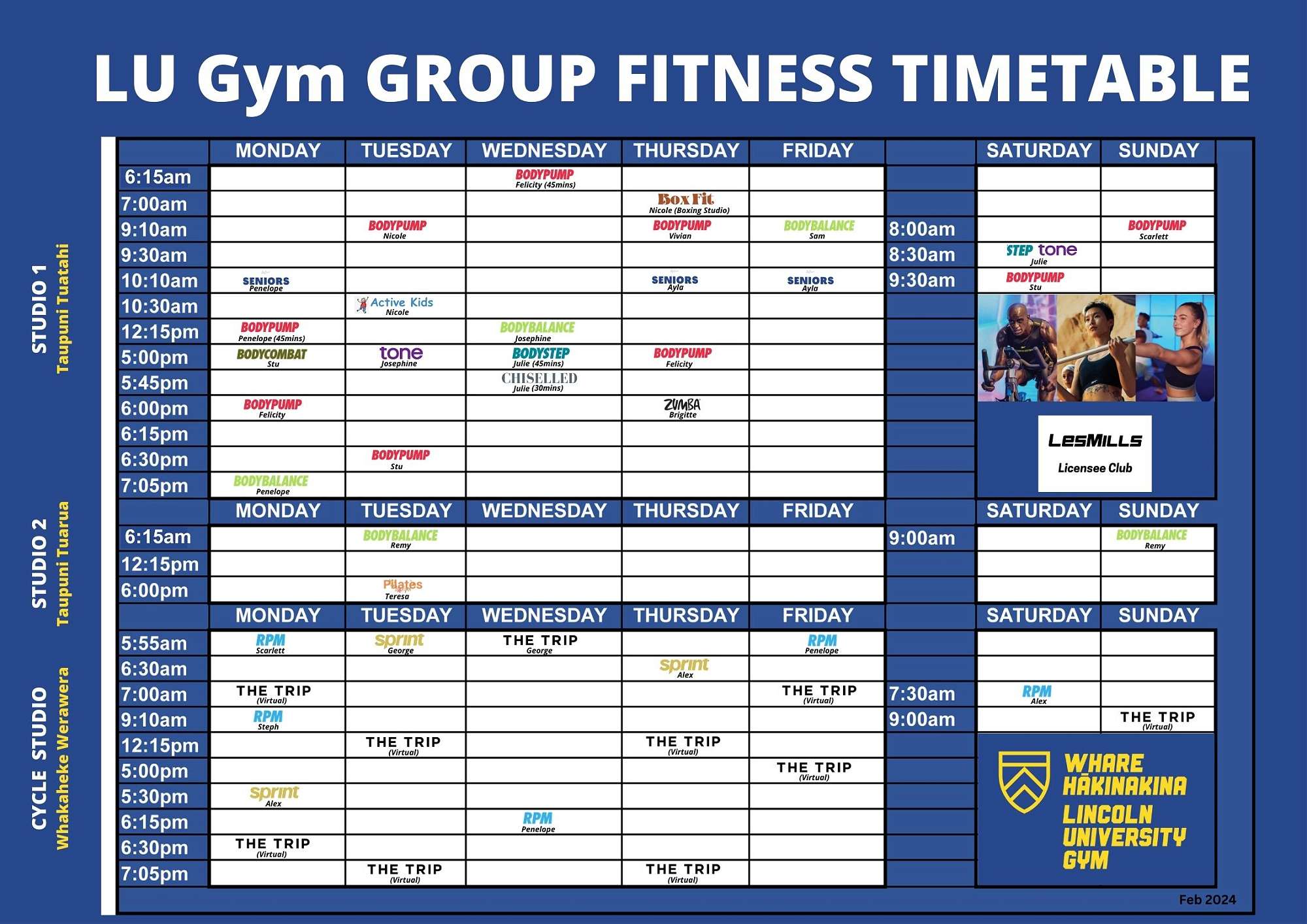 GROUP FITNESS TIMETABLE