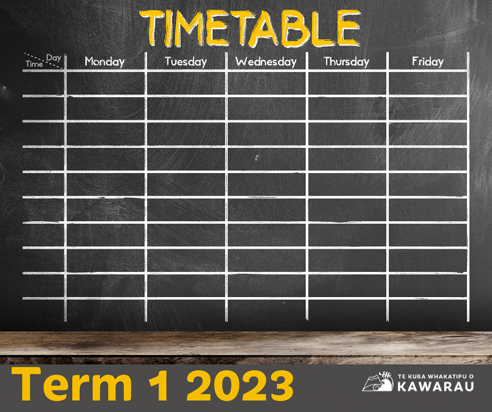 Term 1 Learning School Day Timetable