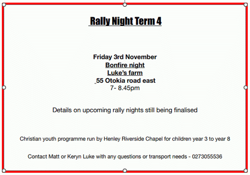 Rally Night - Friday 3rd November