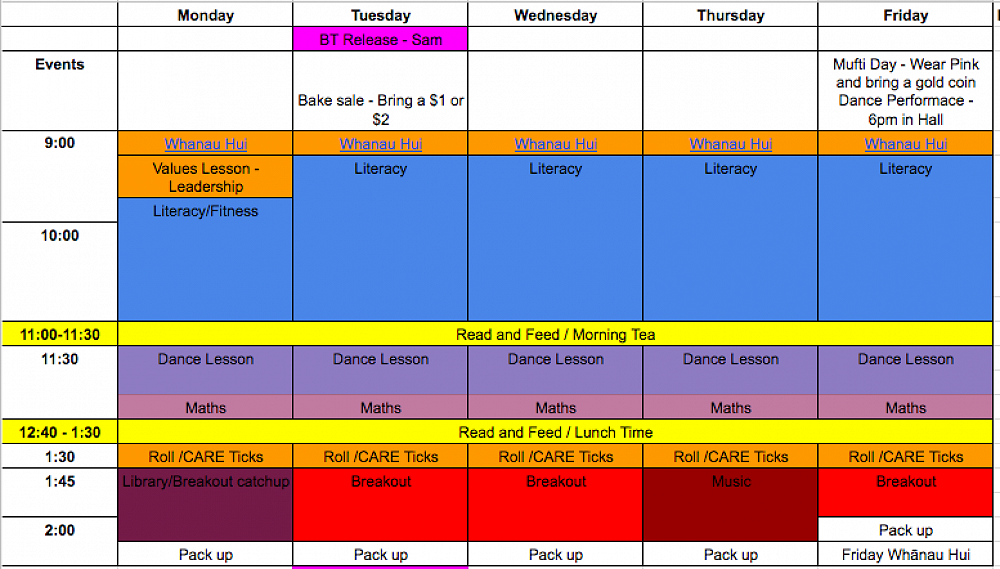 Term 2 Week 4 Timetable