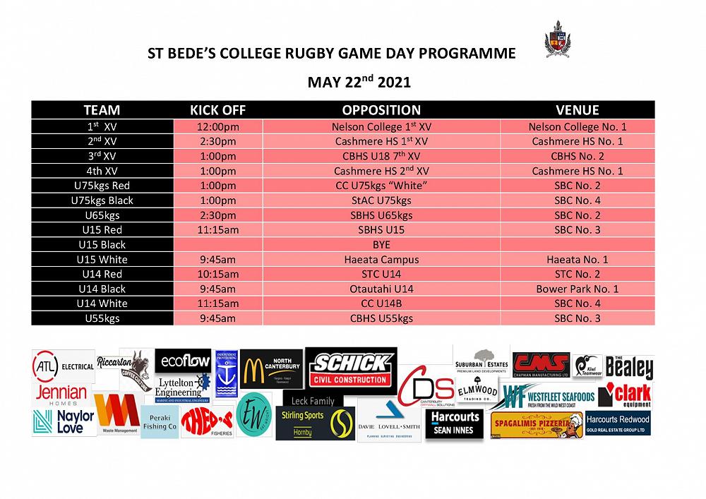 22 May Rugby Match Schedule