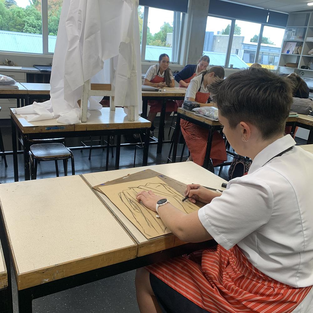 Charcoal Drawing in Year 9 Art