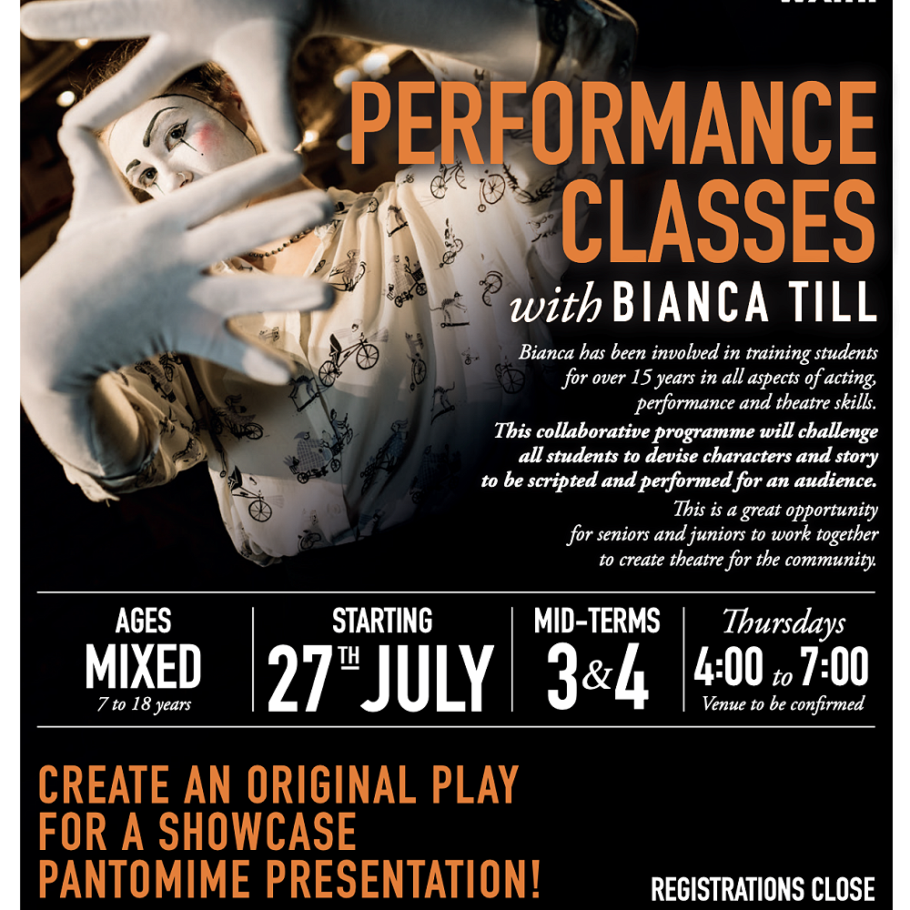 YOUTH THEATRE WORKS - PERFORMANCE CLASSES with BIANCA TILL. — Waihī ...