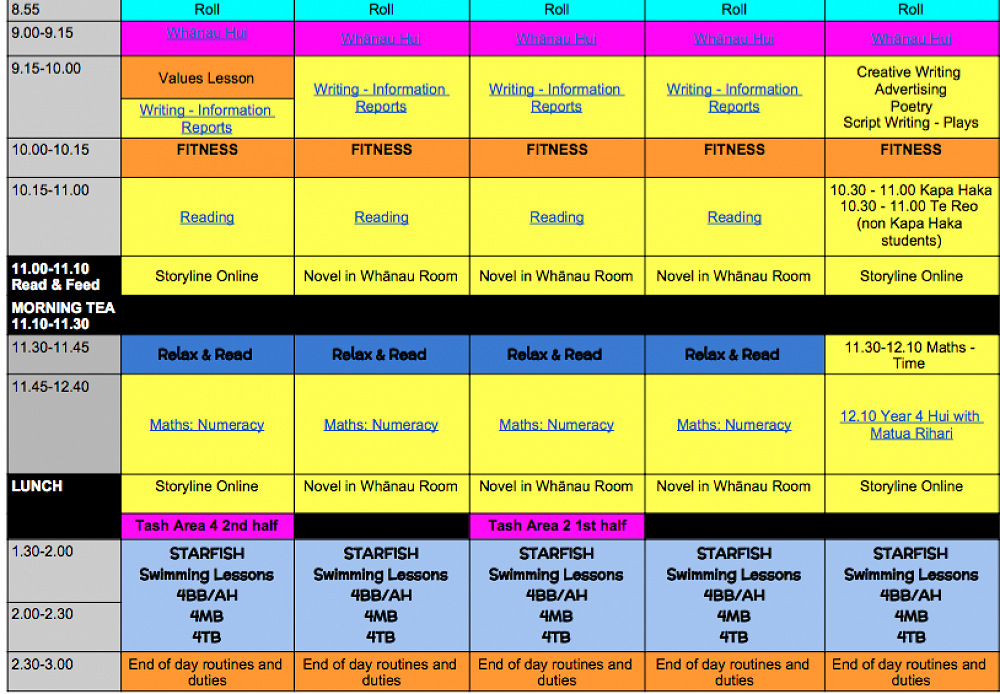 Week 8 Term 3 Timetable