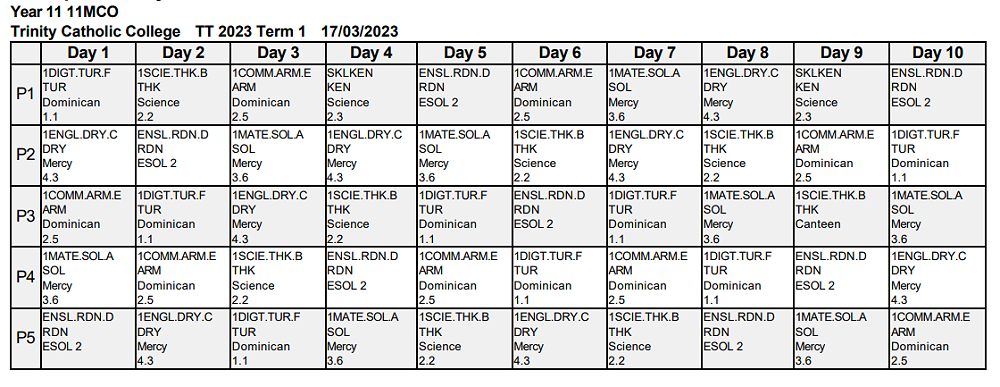 Your Timetable — International Orientation Handbook