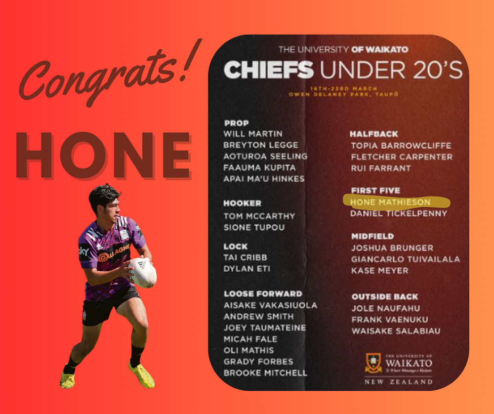 Hone makes U20 Chiefs! 🏈