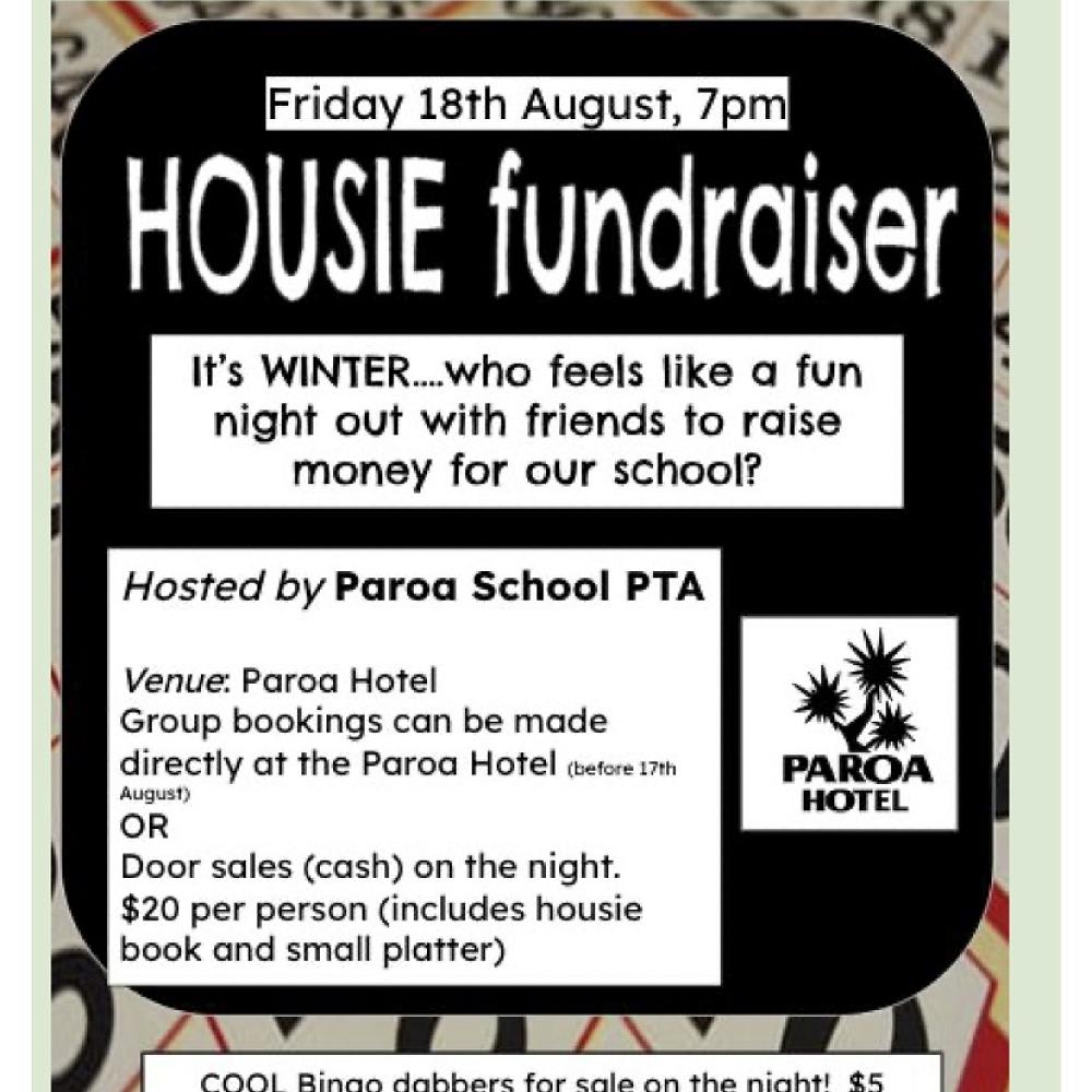 Paroa School Housie Fundraiser — Newsletter 11 August 2023