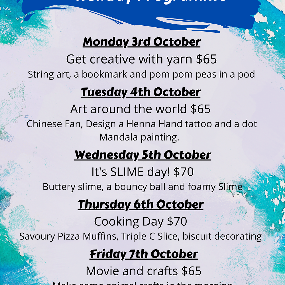 Seatoun School October Holiday Programme