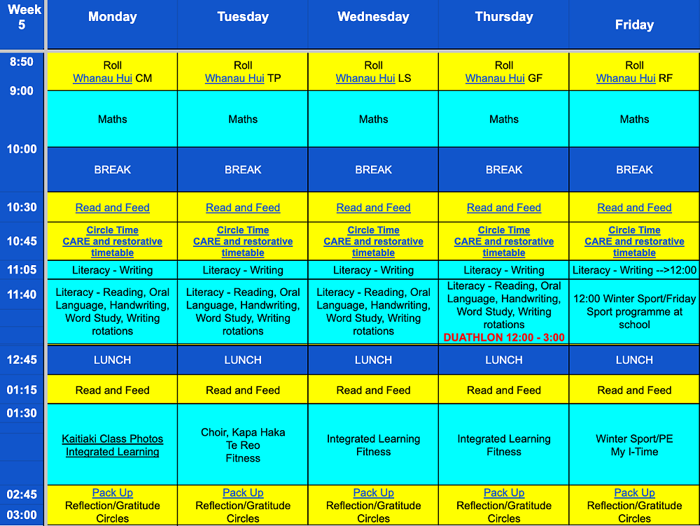 Timetable Term 3 Week 5 and School Photo Information — Team Kōmingo ...