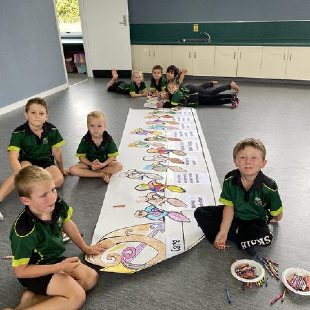 Ngarua Class Creates a Symbolic Waka Mural