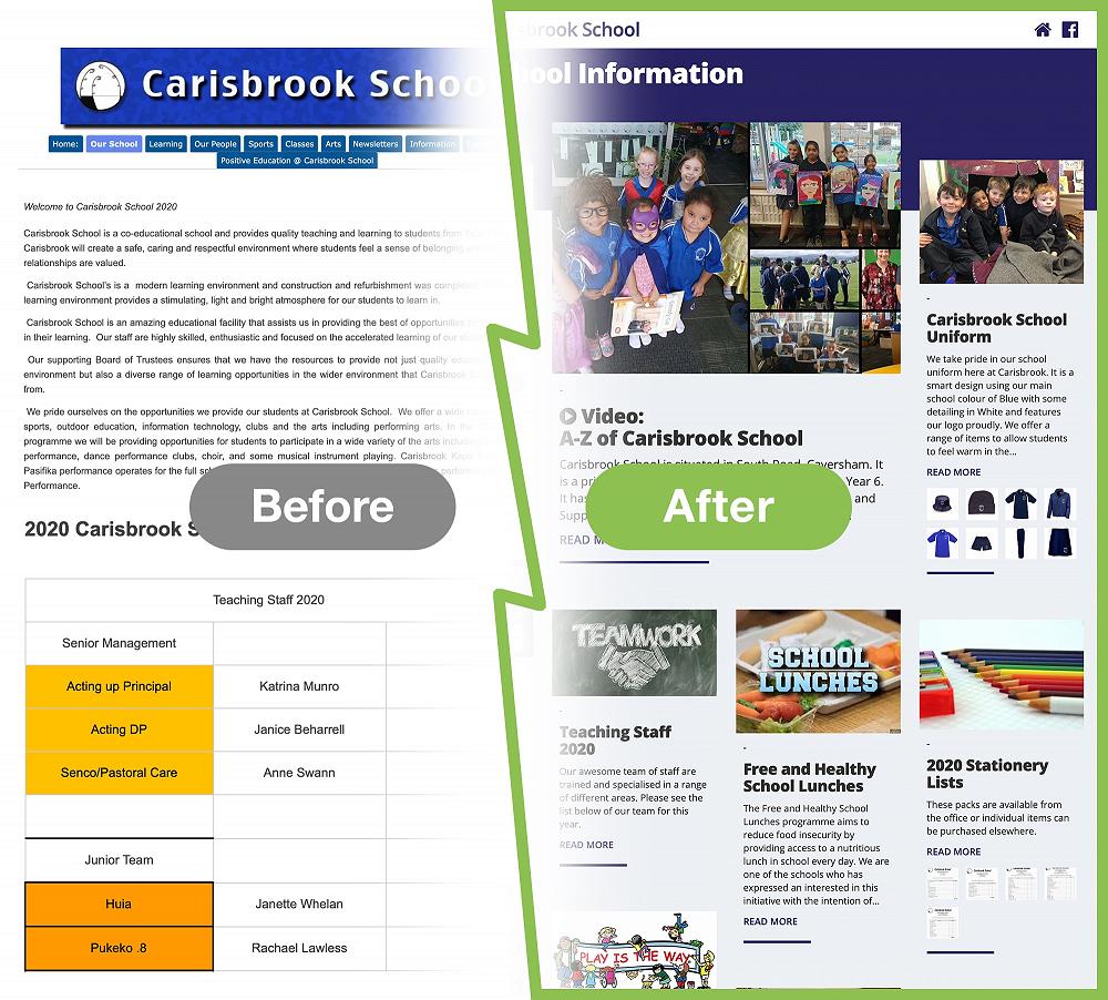 Carisbrook School: Before and After