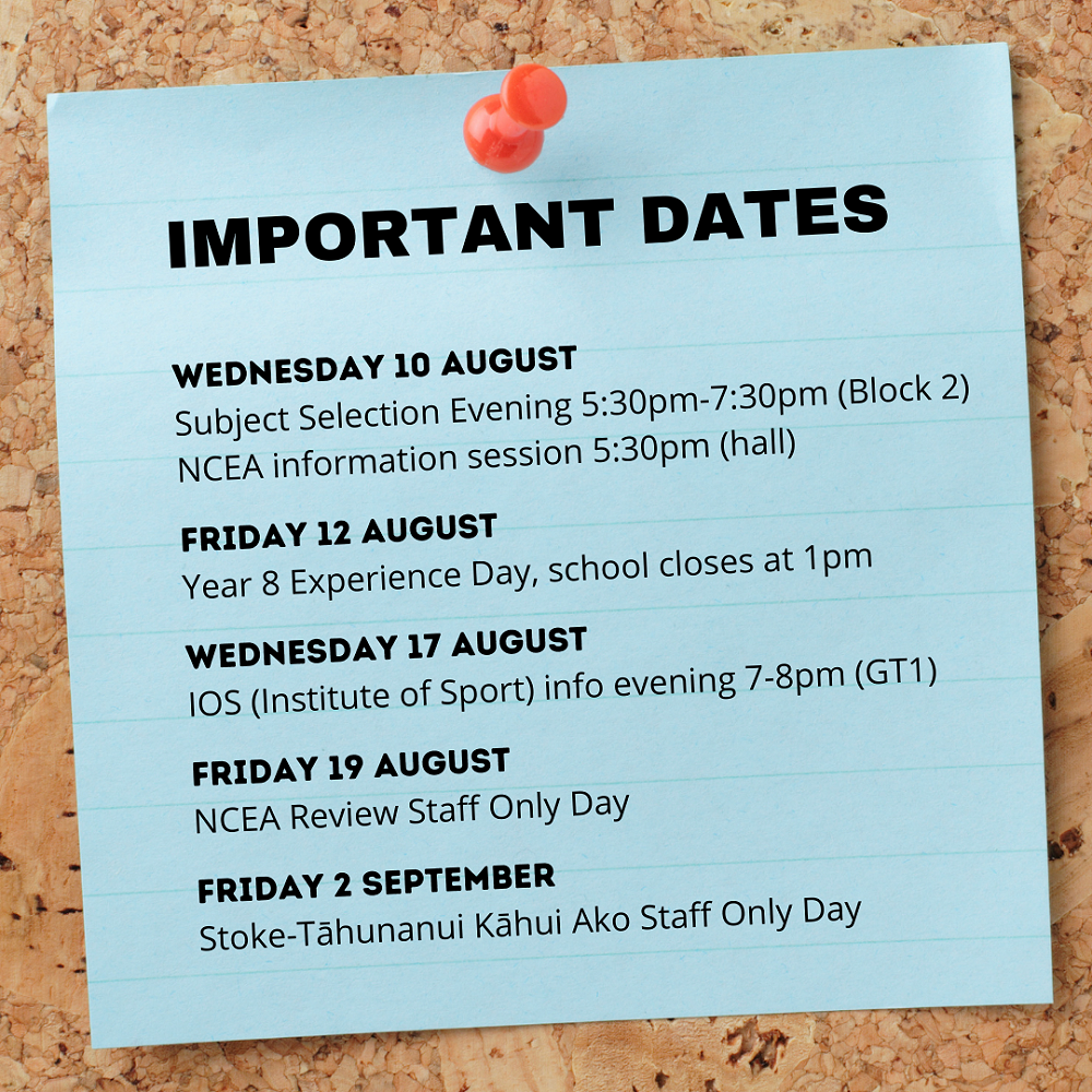 Important dates coming up