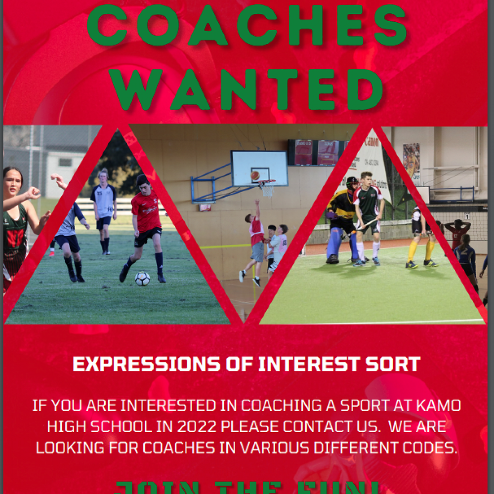 Coaches Wanted 2022 — Newsletter 19 November 2021