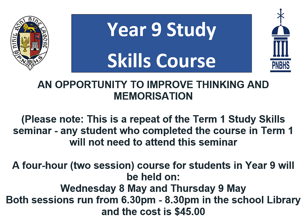 Year 9 STUDY SKILLS Term 2, 2024 — PNBHS Weekly Update: Term 2, Week 2
