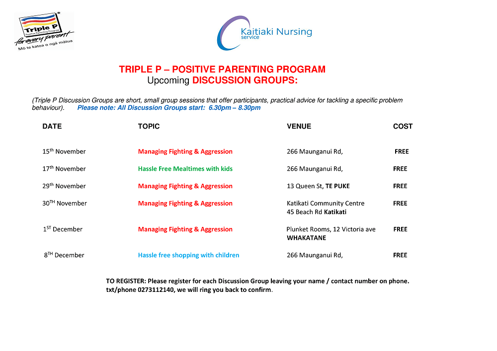 Triple P – Positive parenting program Discussion Groups : Researched ...