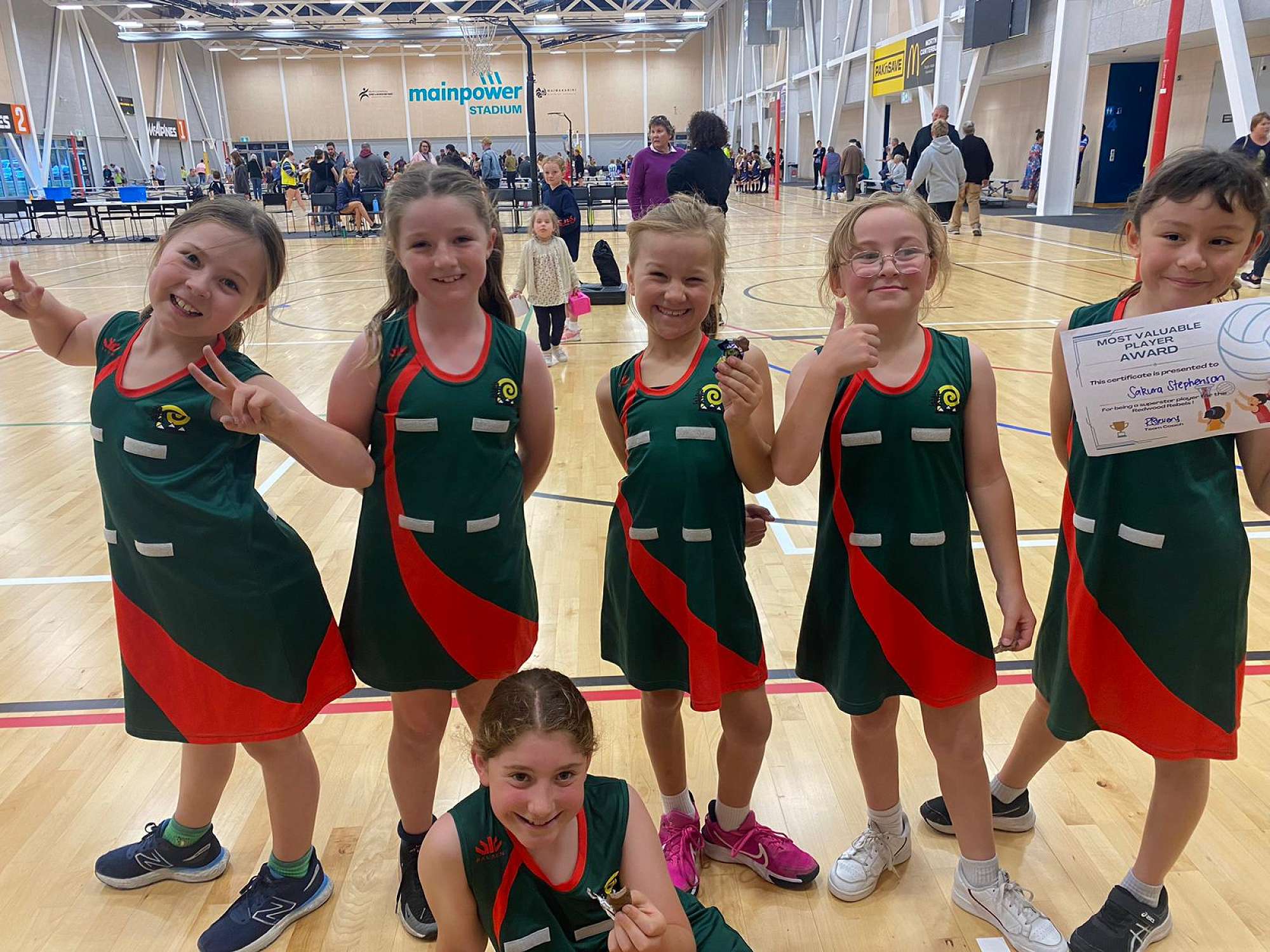 Redwood Rebels (Year 3/4 team) play netball on a Friday after school