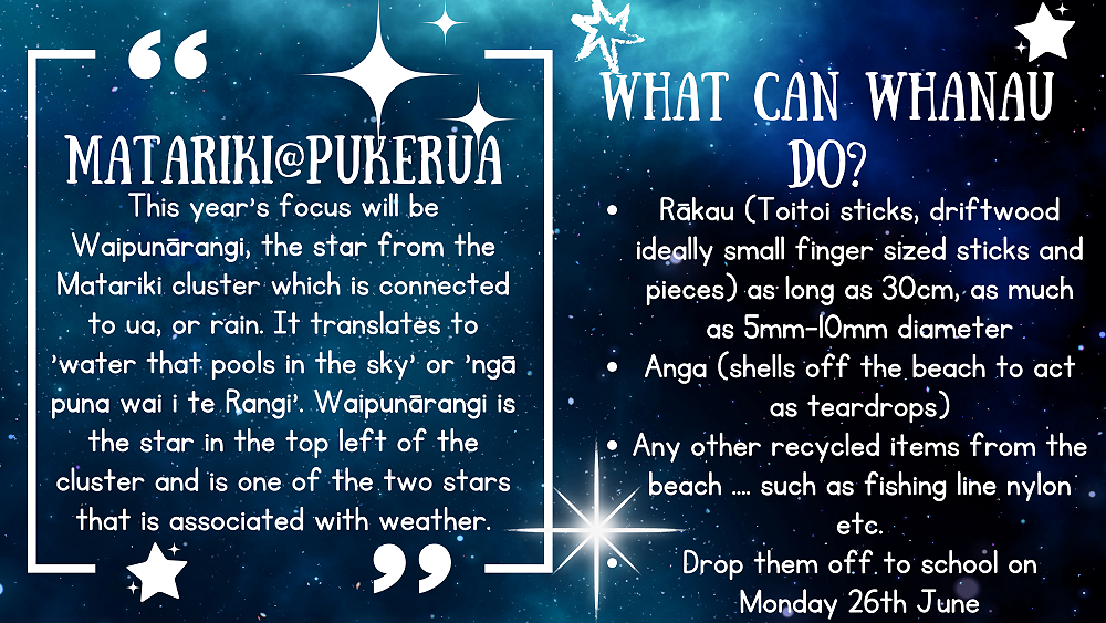 Matariki — School Newsletter - Week 9 - Term 2 - 23 June 2023