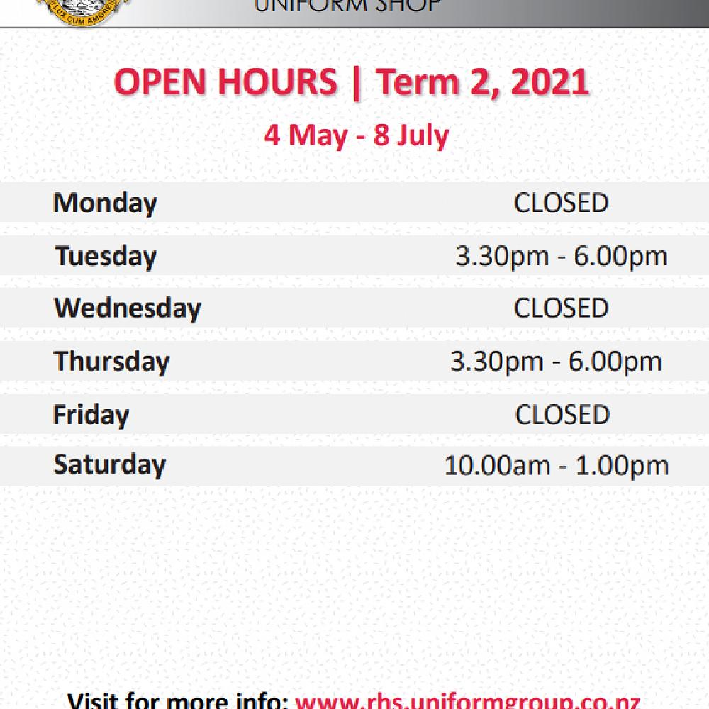 Term 2 Uniform Shop Hours