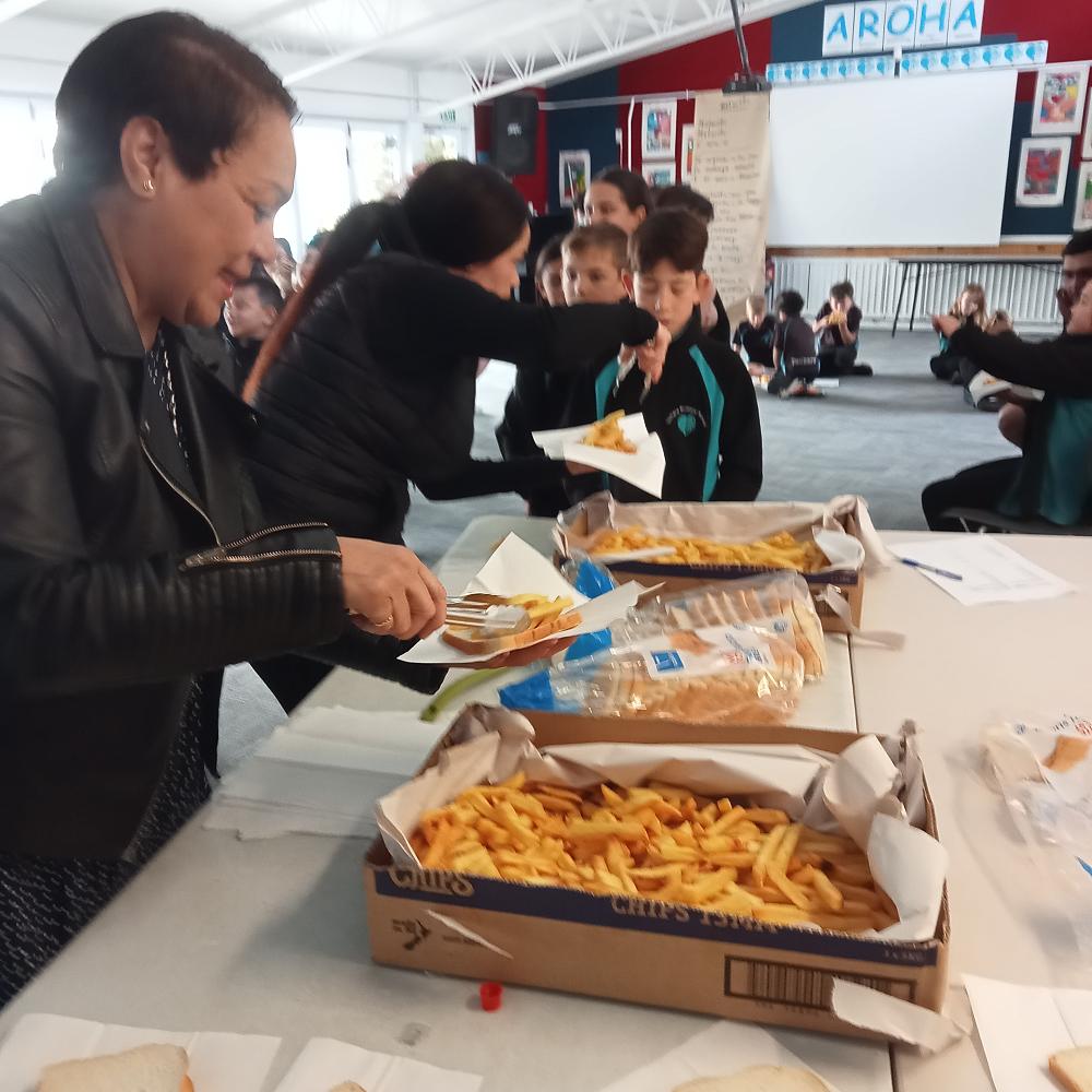 Students celebrate with a special lunch