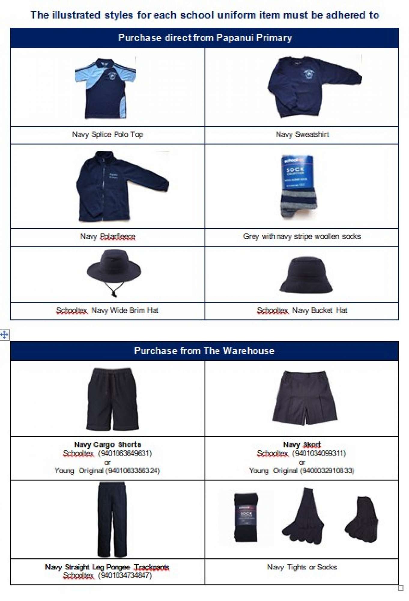 School Uniform Changes