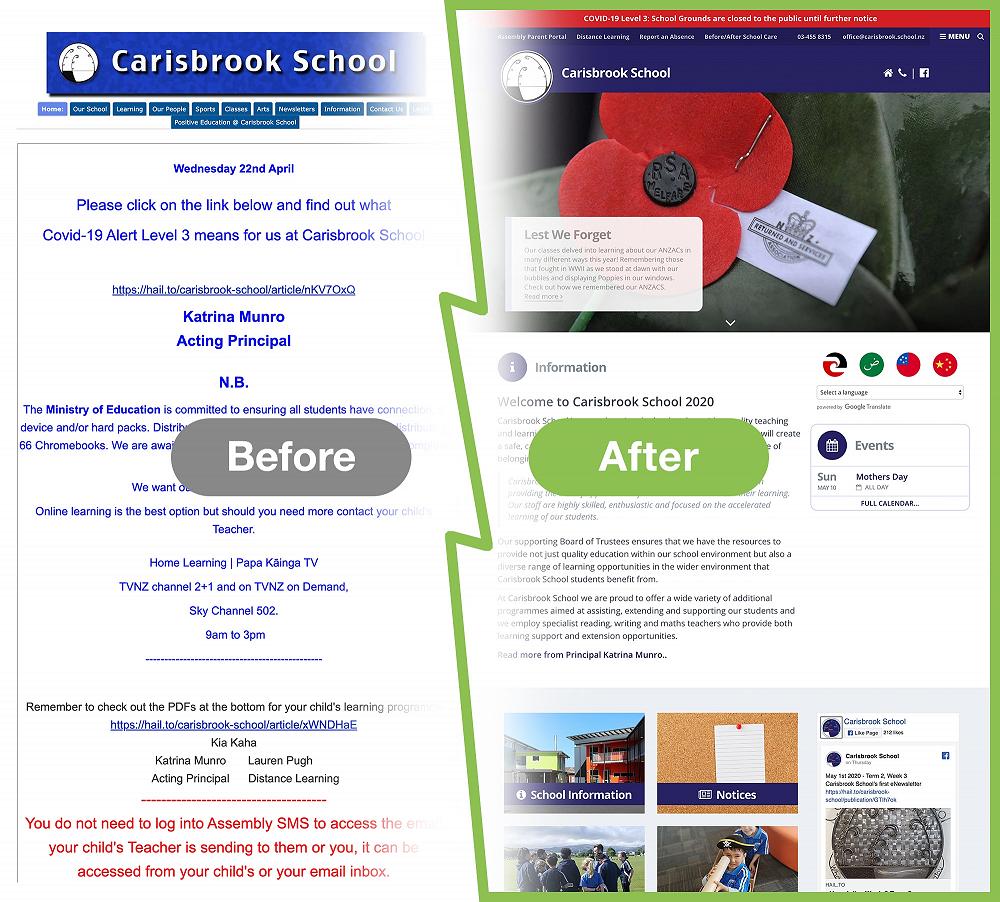 Carisbrook School: Before and After