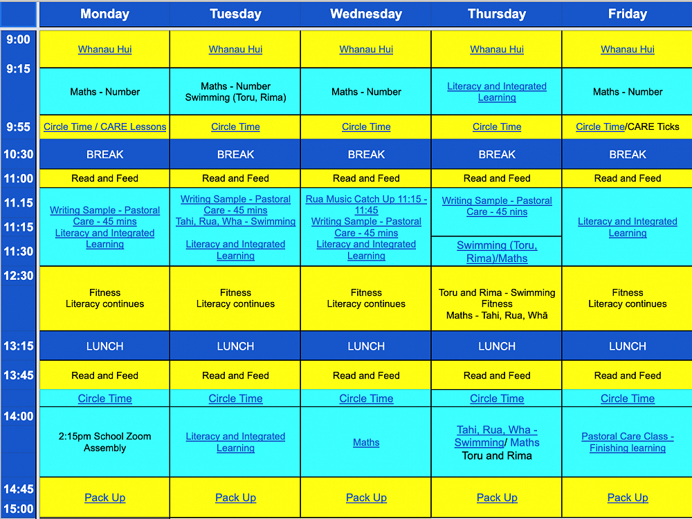 Week 8 Timetable