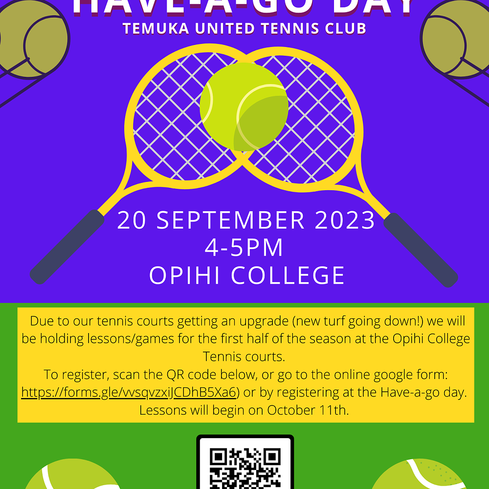 Tennis - Have a go day - Temuka United Tennis Club