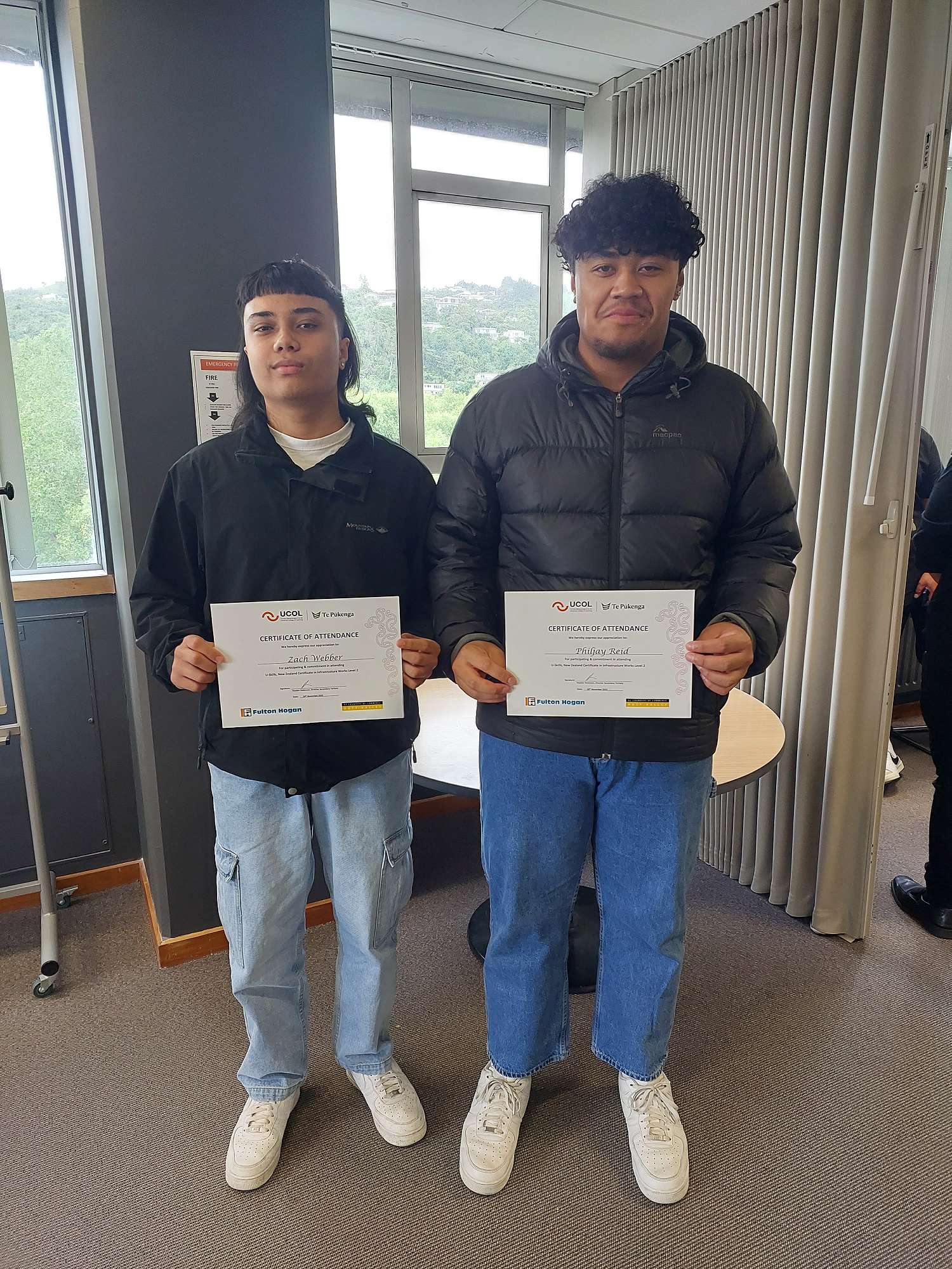 Philjay & Zac graduate from Fulton Hogan Infrastructure course