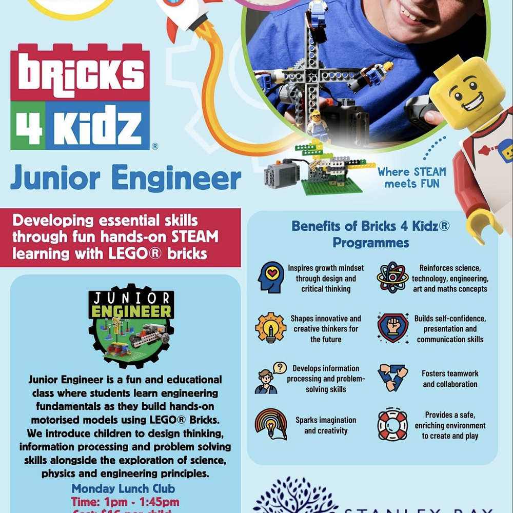 bricks 4 kidz- Monday Lunch Club, Stanley Bay School Library