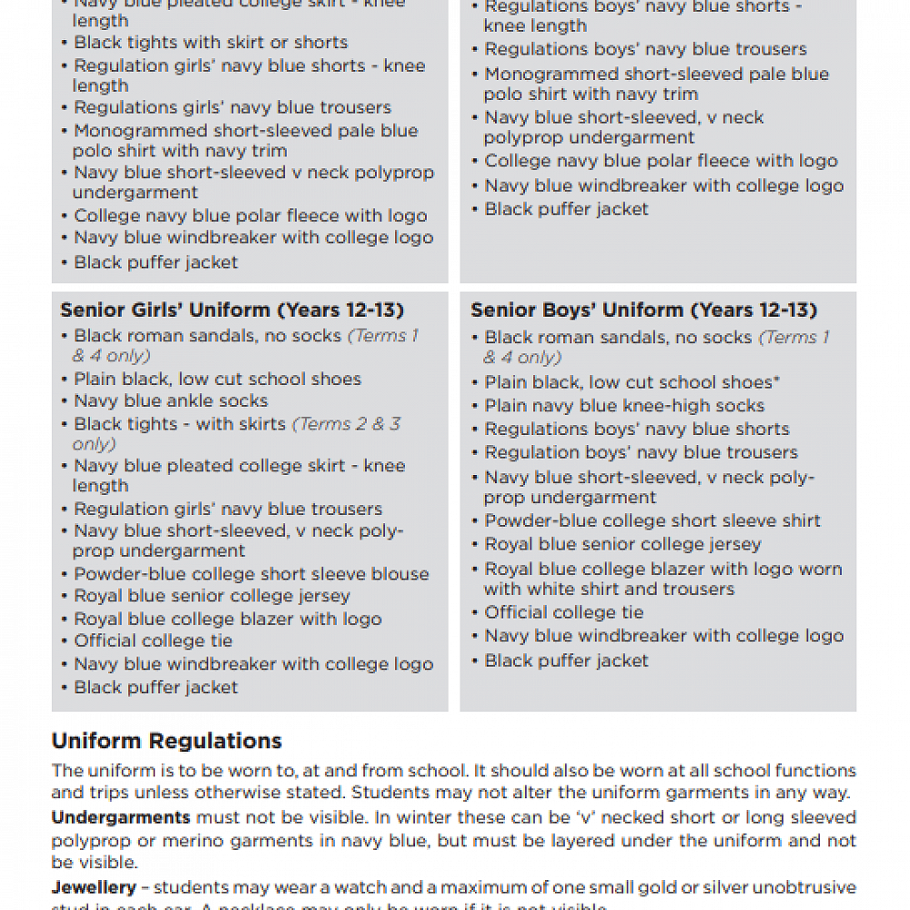 WINTER UNIFORM — February 2020 Newsletter
