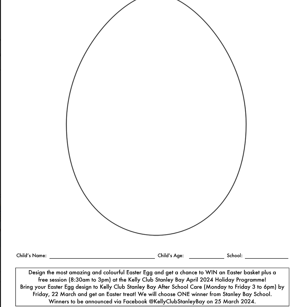 EASTER EGG DESIGN COMPETITION brought to you by Kelly Club Stanley Bay ...